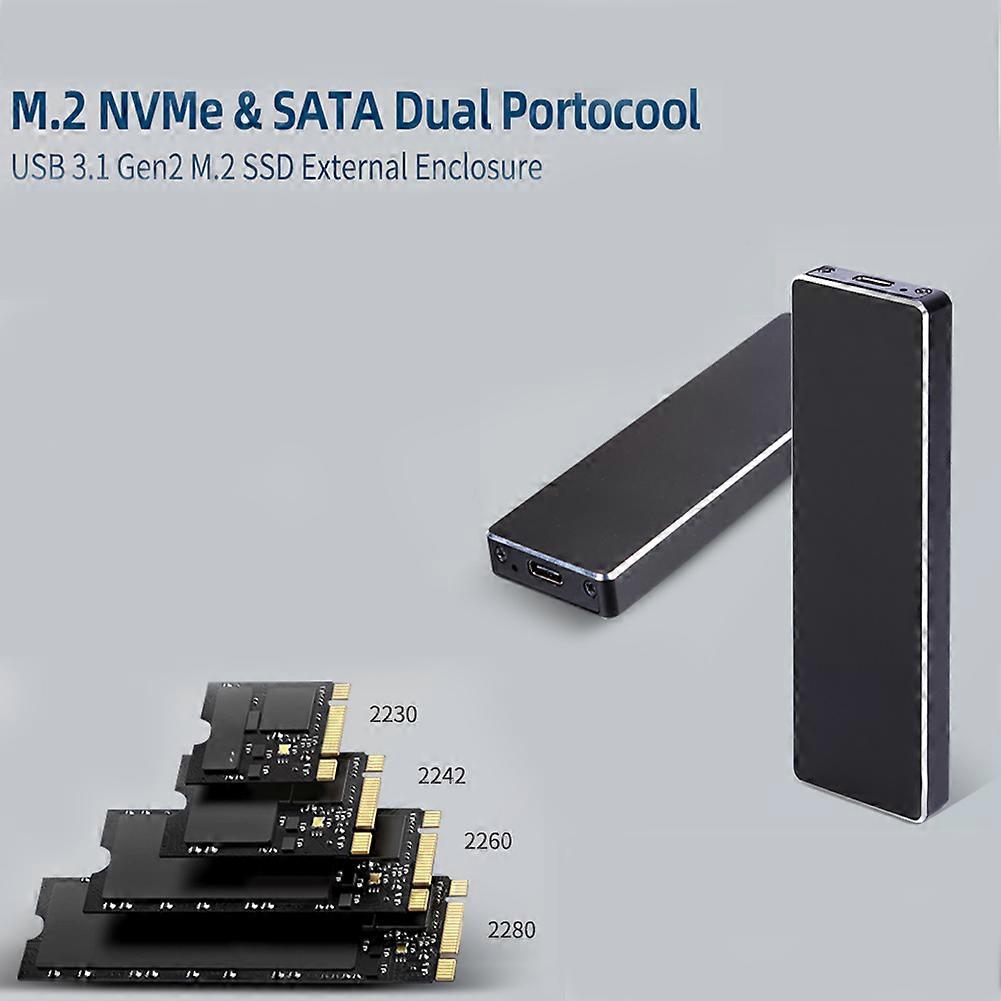 M.2 SSD NVMe Enclosure 10Gbps USB3.1 Gen2 for M.2 PCIe NVMe SATA SSD ...