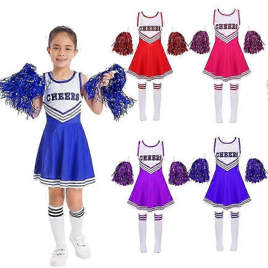 Girls Cheerleading Uniform Dance Costume Kids Cheerleader Outfit Round ...