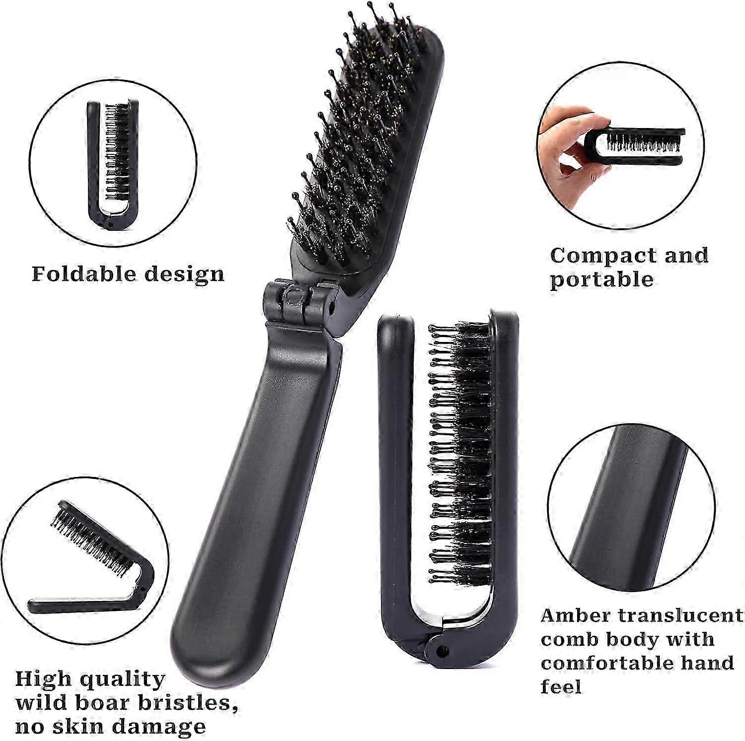 Travel Folding Hair Brush, Portable Foldable Bristle Hair Comb Anti ...