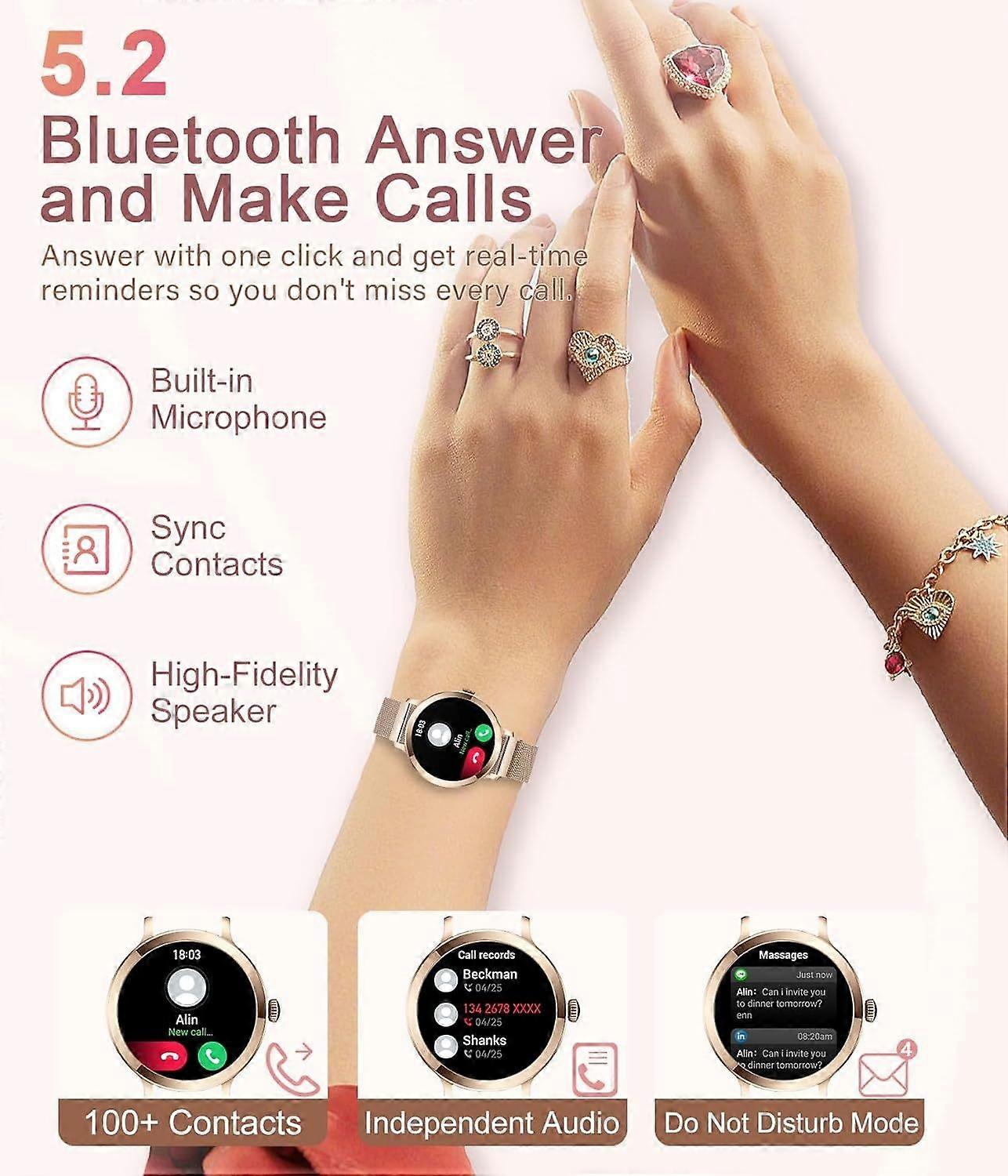 Smart Watches for Women, 1.106" AMOLED Small Screen Smartwatch Answer ...