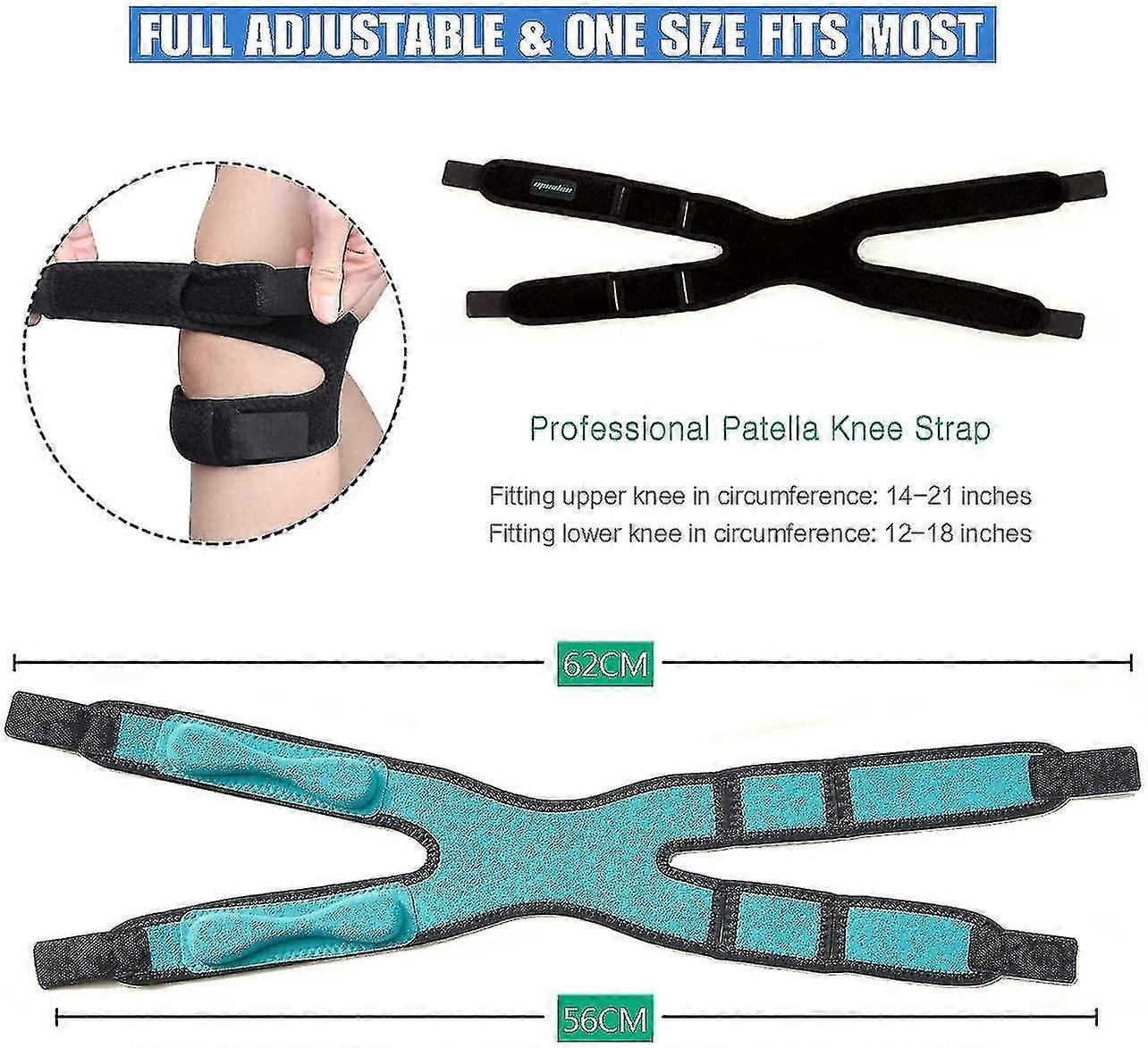 2 Pack Patella Knee Strap, Knee Pain Relief With 3d Silicone Adjustable ...