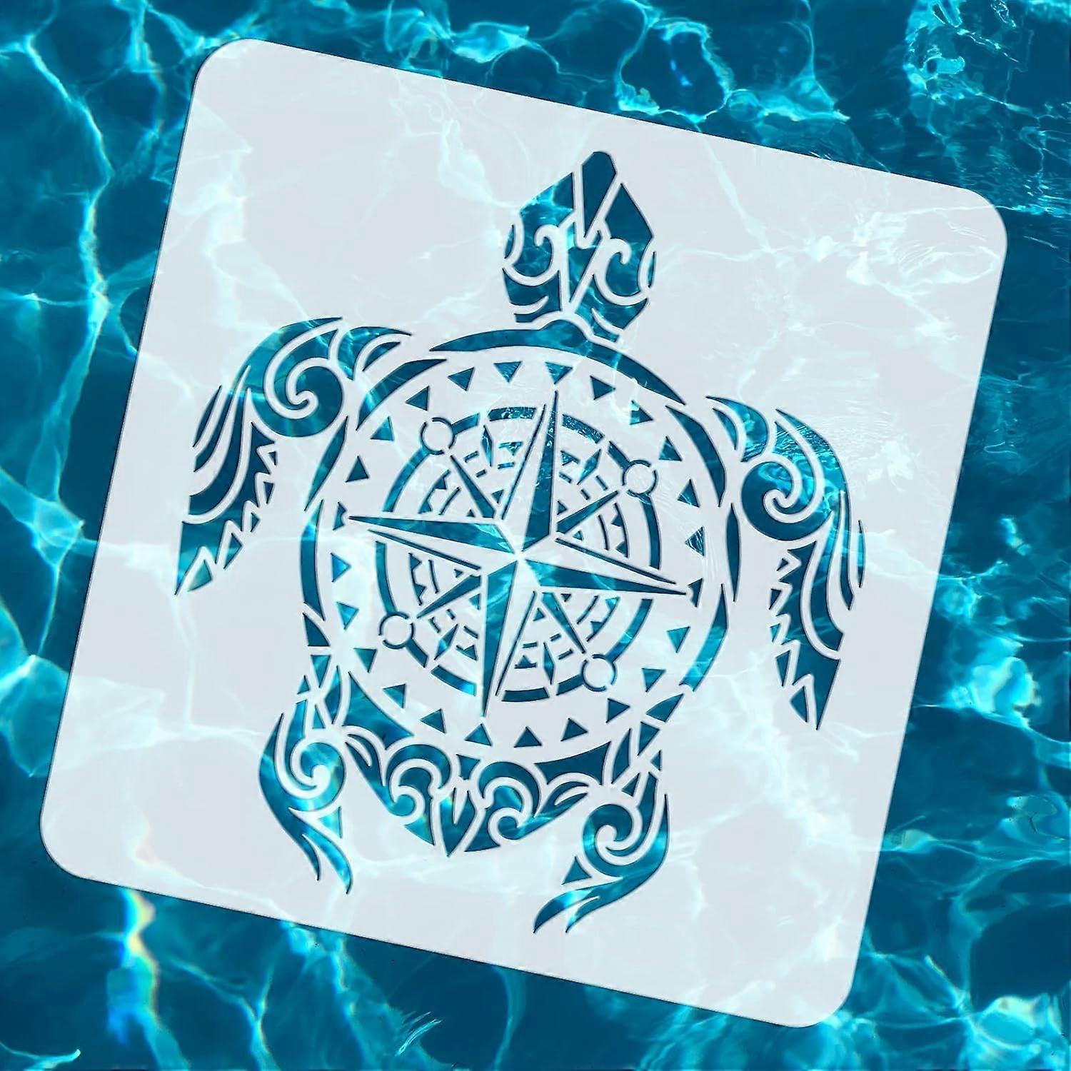 Turtle Painting Stencils 11.8x11.8 inch Plastic Sea Turtle & Compass ...
