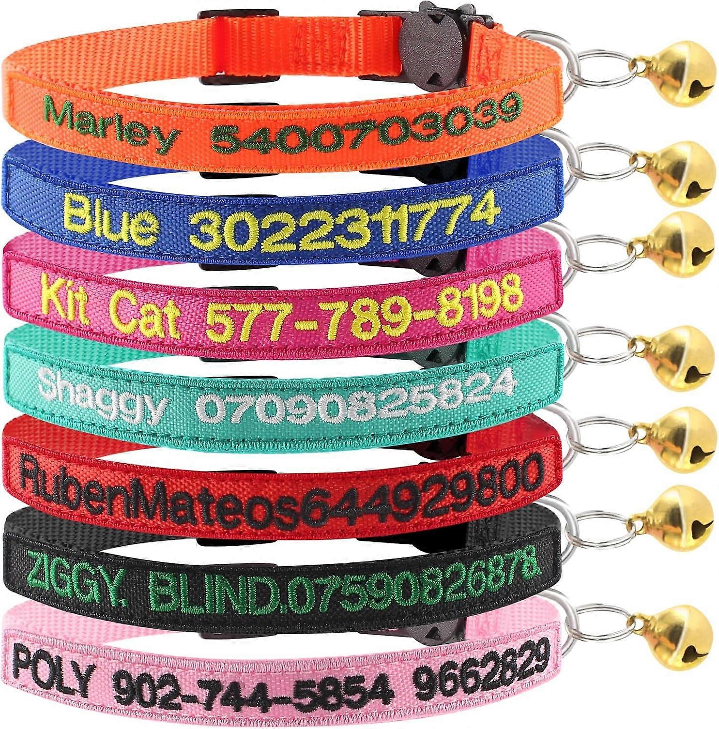 Personalized Cat Collars 7 Pack Set Pet Collar with Name Custom ...