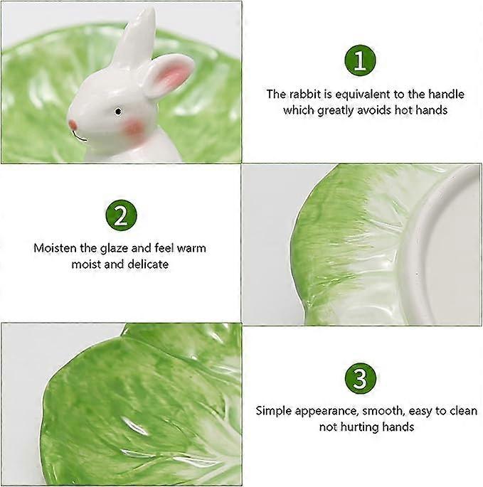 Cute Cartoon Cabbage with Rabbit Shaped Ceramic Bowls, Adorable Cartoon ...