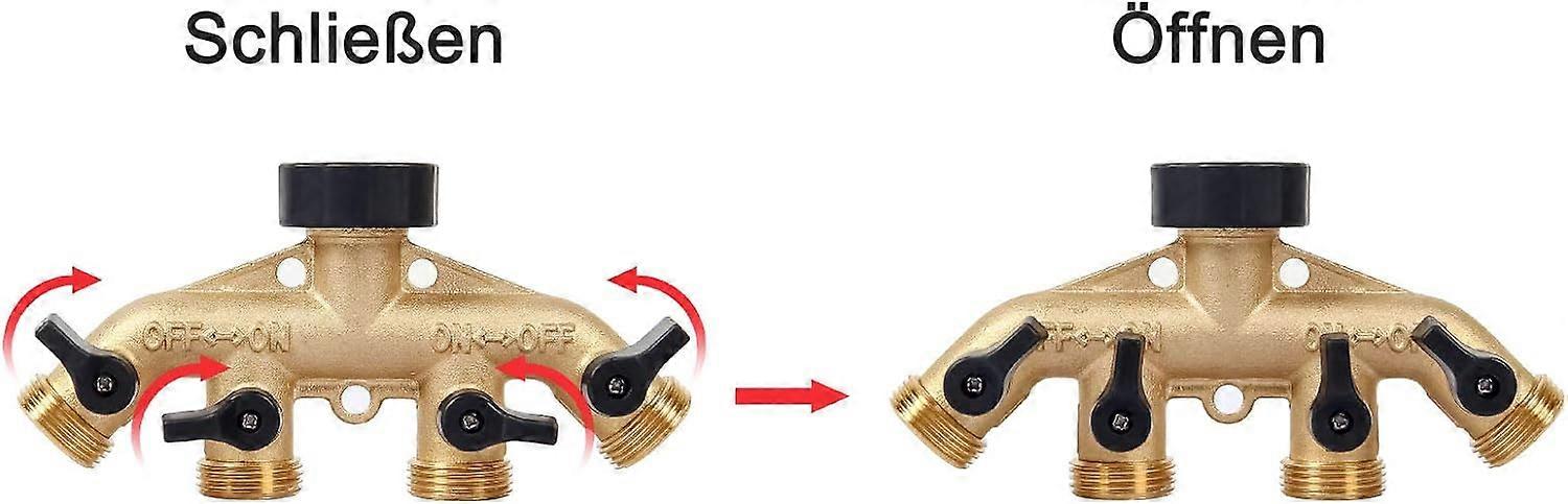4 Way Brass Tap Manifold with Individual On/Off Valves, Tap Adaptor for ...