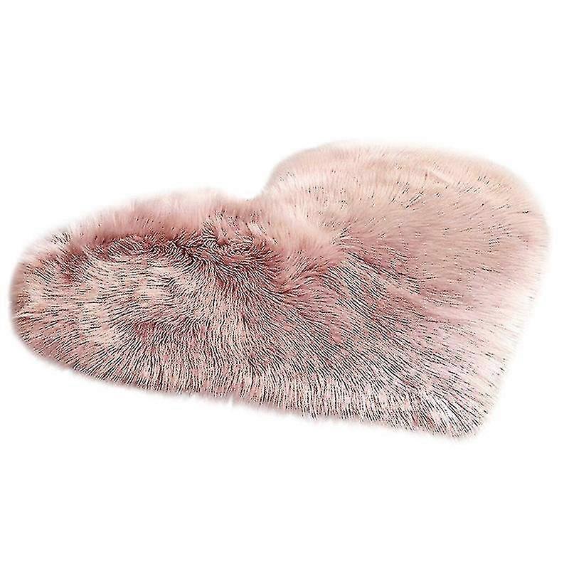 40x50CM Heart Fluffy Fur Faux Washable Rug Pink | Fruugo UK