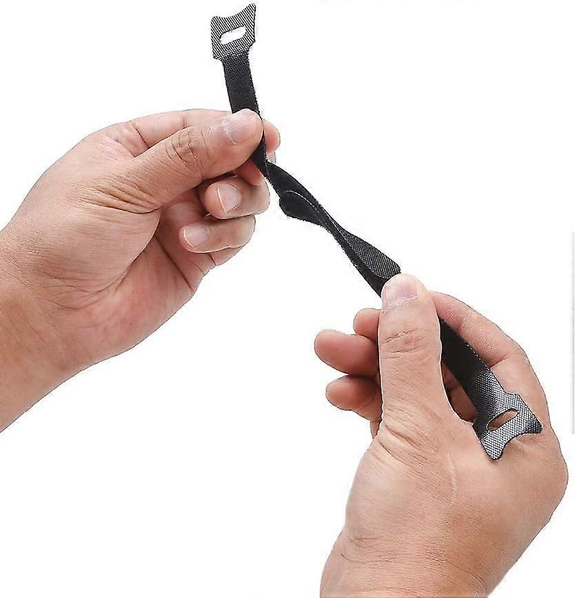 100 x Black Adjustable Reusable Cable Ties Straps, Hook and Loop Cable ...