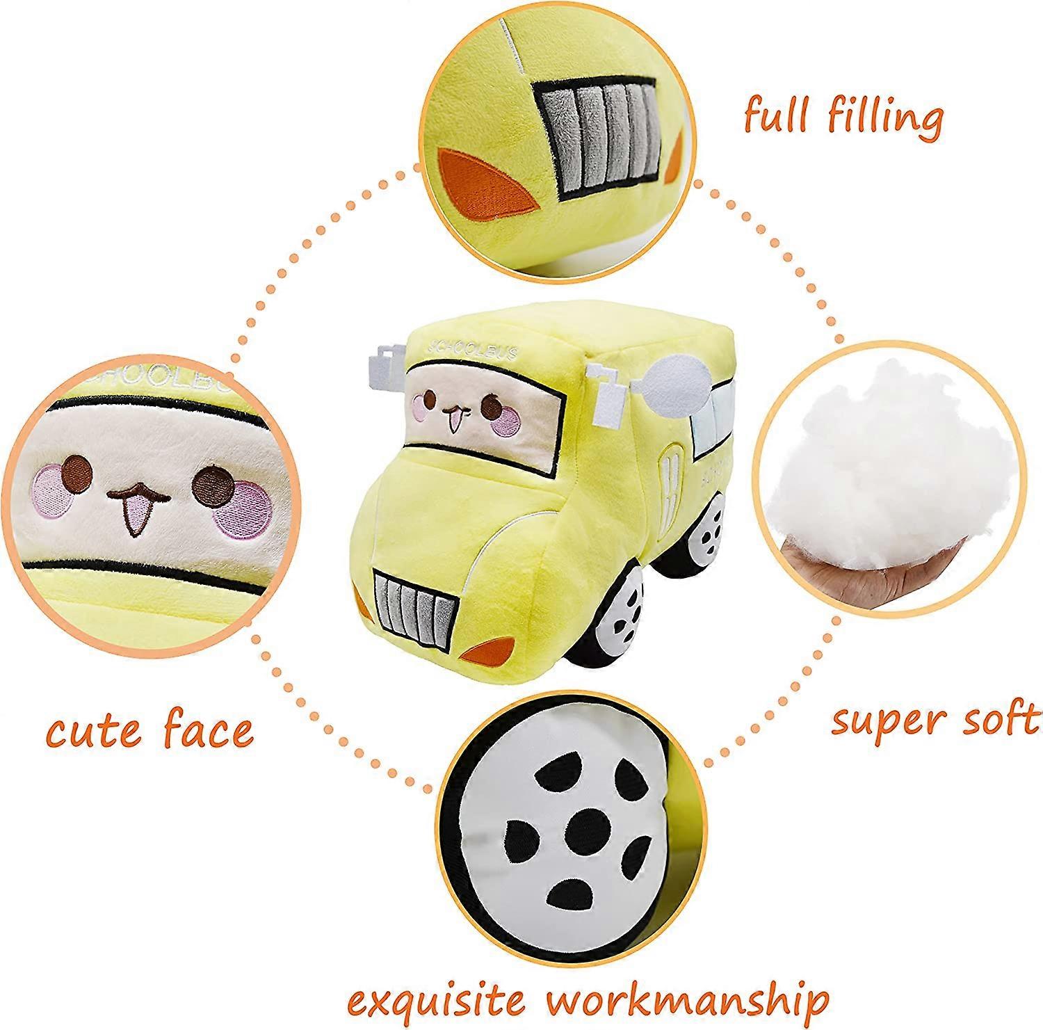 Soft Plush School Bus Stuffed Car Toy Super Cute Yellow Truck plushie ...
