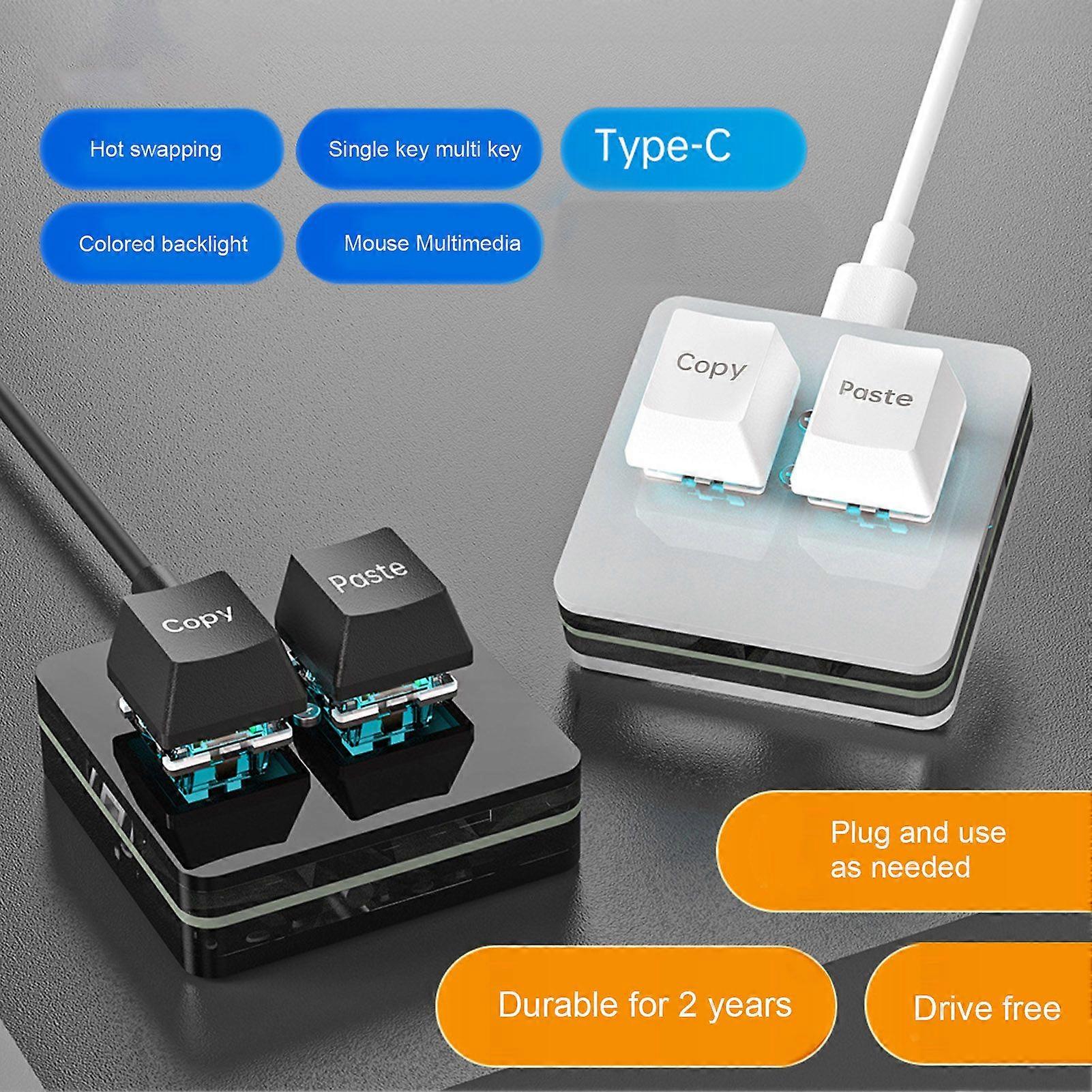 Wired External Copy & Paste Keyboard with Type-C Interface 2 Keys Hot Swappable Mechanical ...
