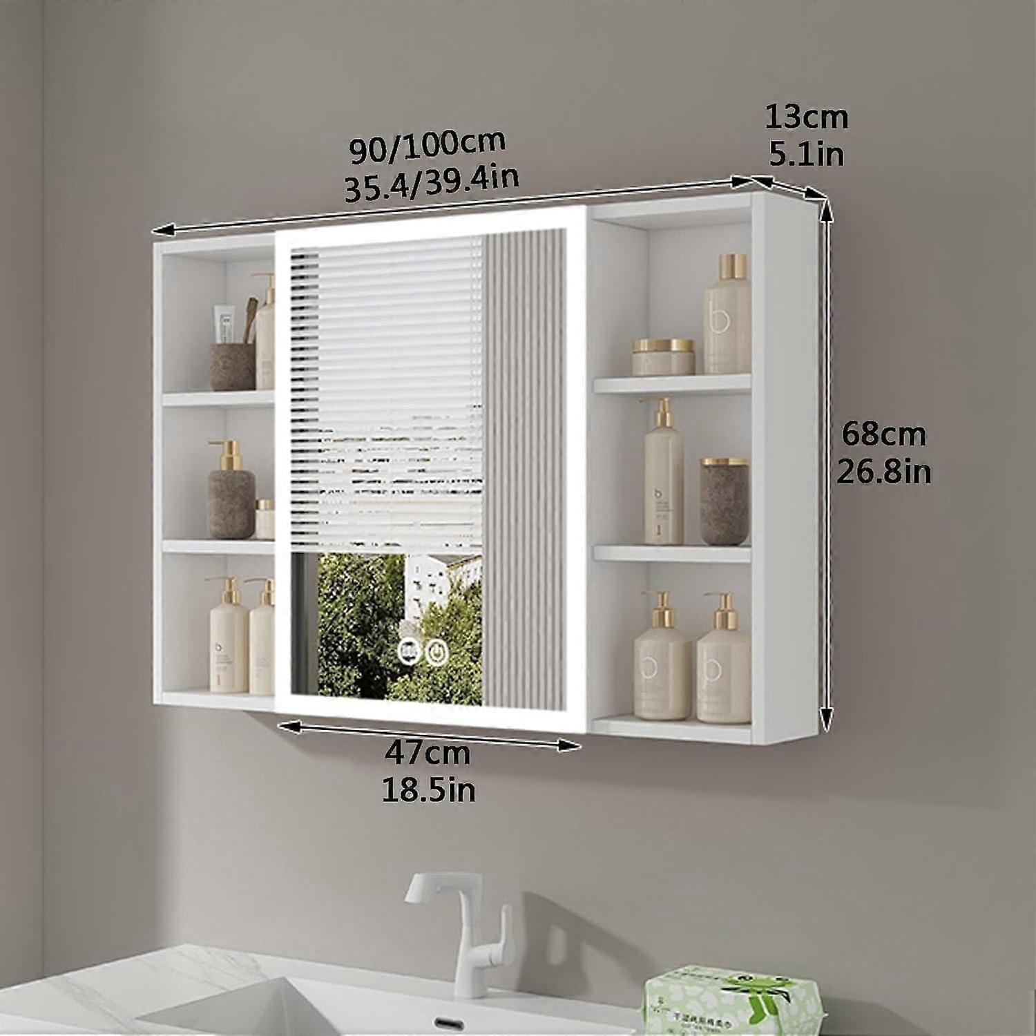 LED Bathroom Mirror Cabinet with AntiFog, Touch Lighting and Hidden ...
