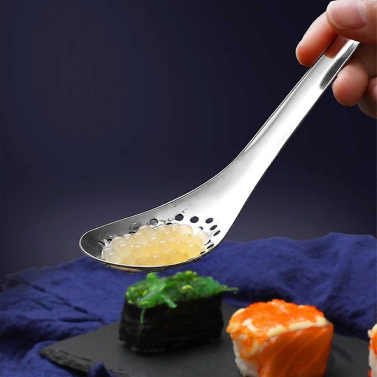 Set Of 4 Caviar Spoons, Spherification Spoons, Stainless Steel Slotted ...