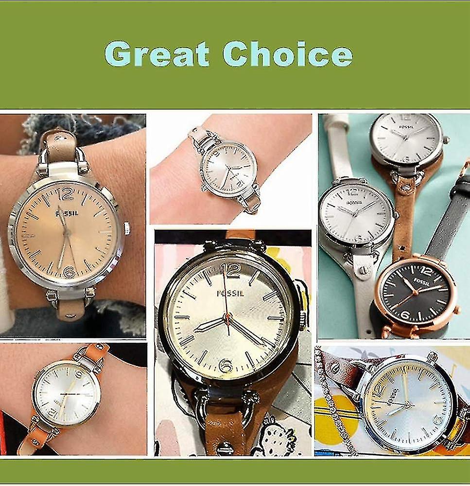 Women's 8mm Spring Bar Watch Band Genuine Calf Leather Replacement ...