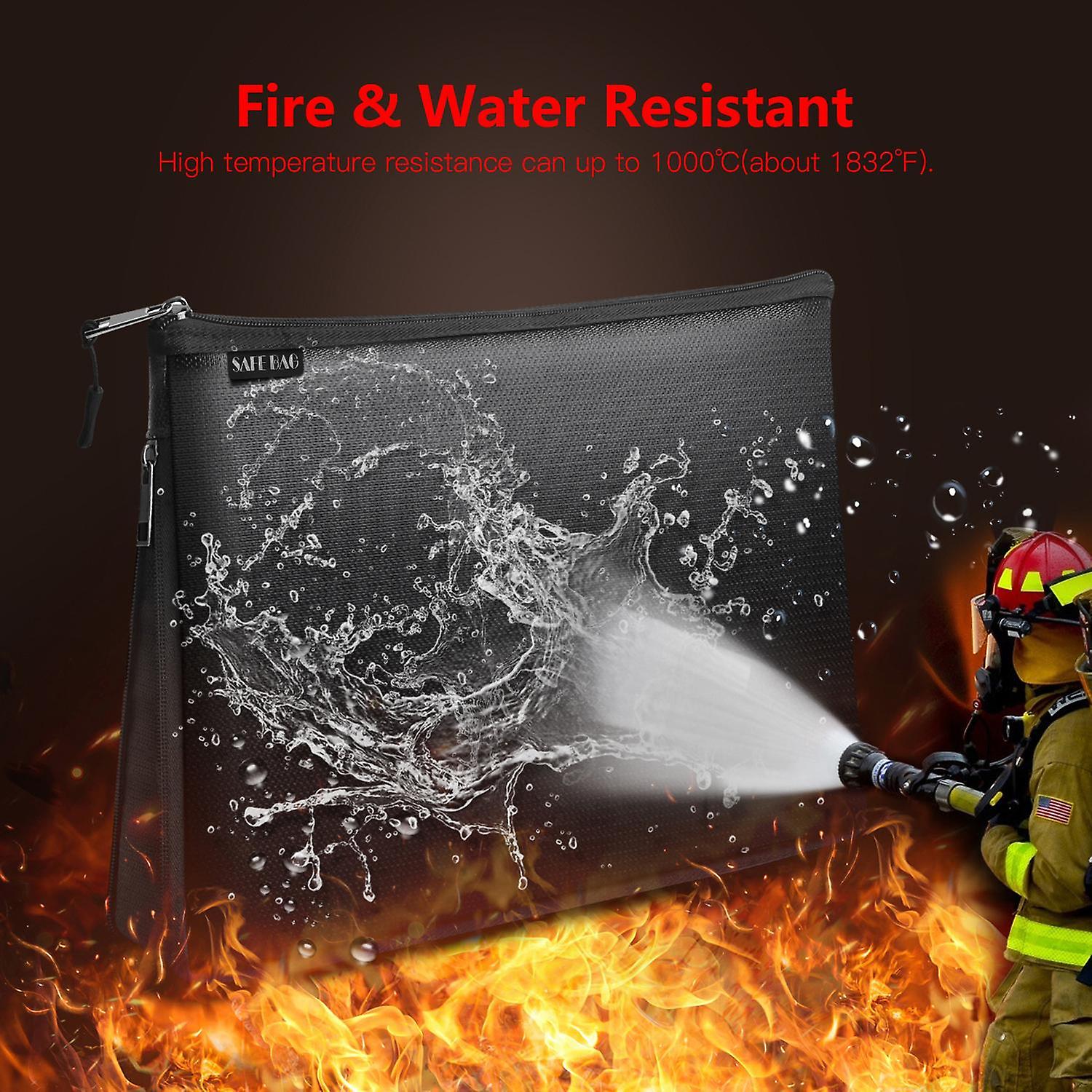 Fireproof Safe Money Bag Fire and Water Resistant Expandable Document ...