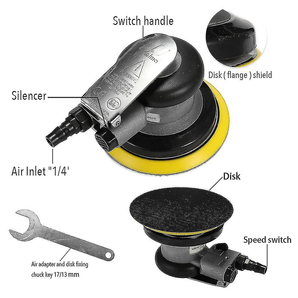 Pneumatic Orbital Sander Air Grinder 5" 6" Vacuum Eccentric Polishing ...