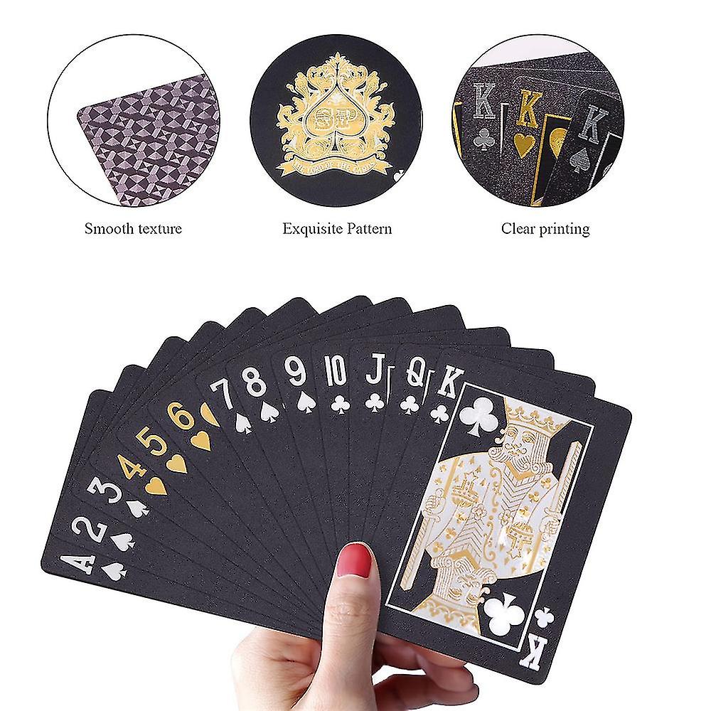 Waterproof 1 Deck Of Playing Cards Poker Black Gold Professional ...