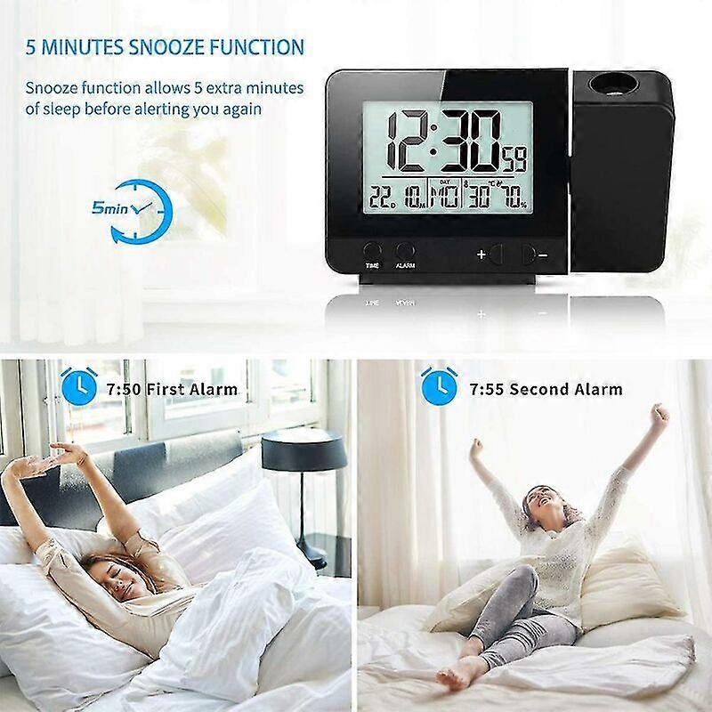 Digital Projection Alarm Clock for Bedrooms, Large Ceiling Projection ...
