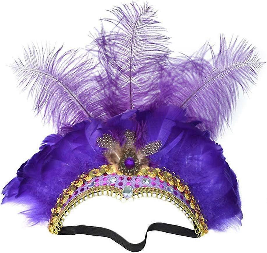 Feather Headband Party Masquerade Pageant Show Headdress(Pink) | Fruugo UK