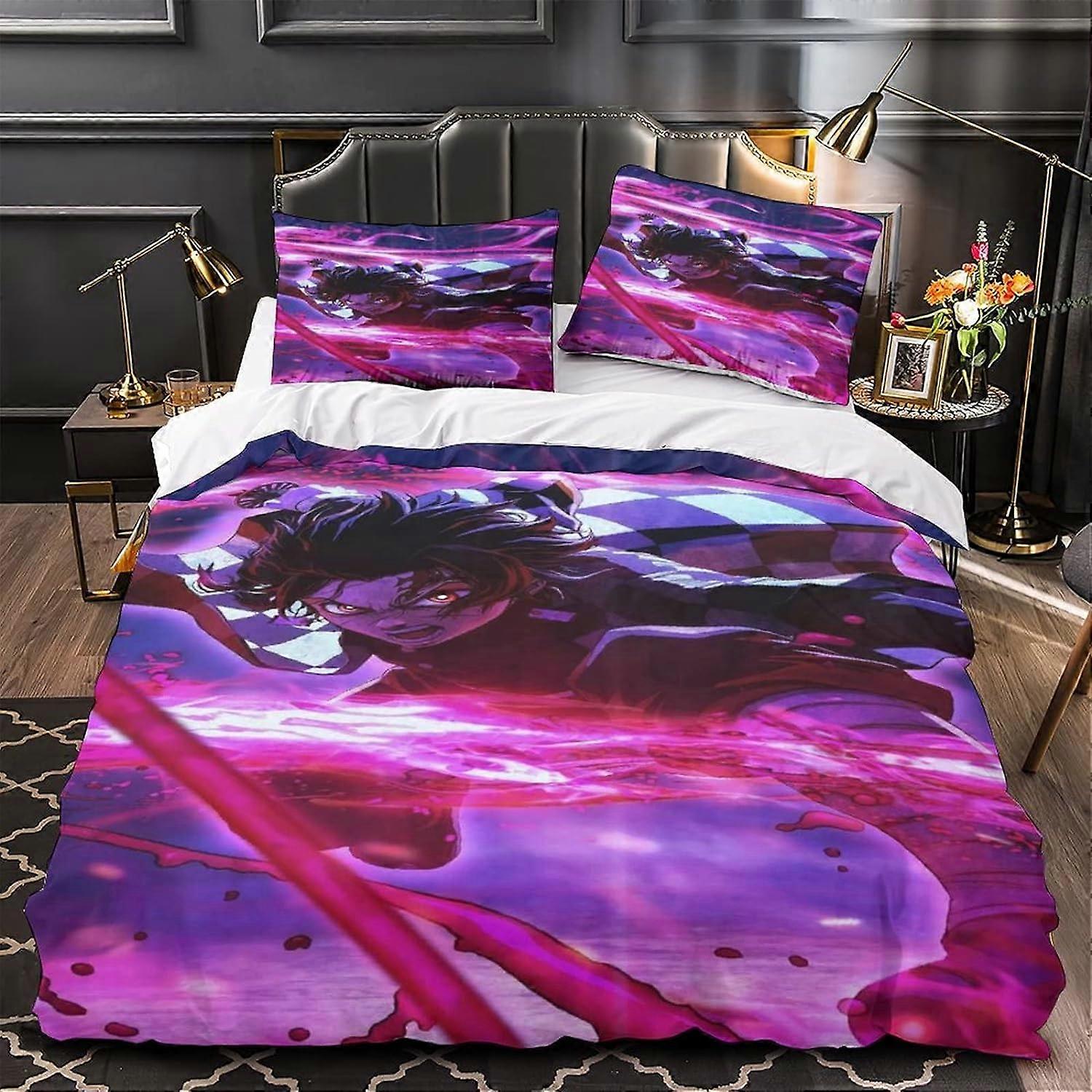 Ghost Slayer Bedding Set Cartoon Bedding Set D Print Duvet Cover ...