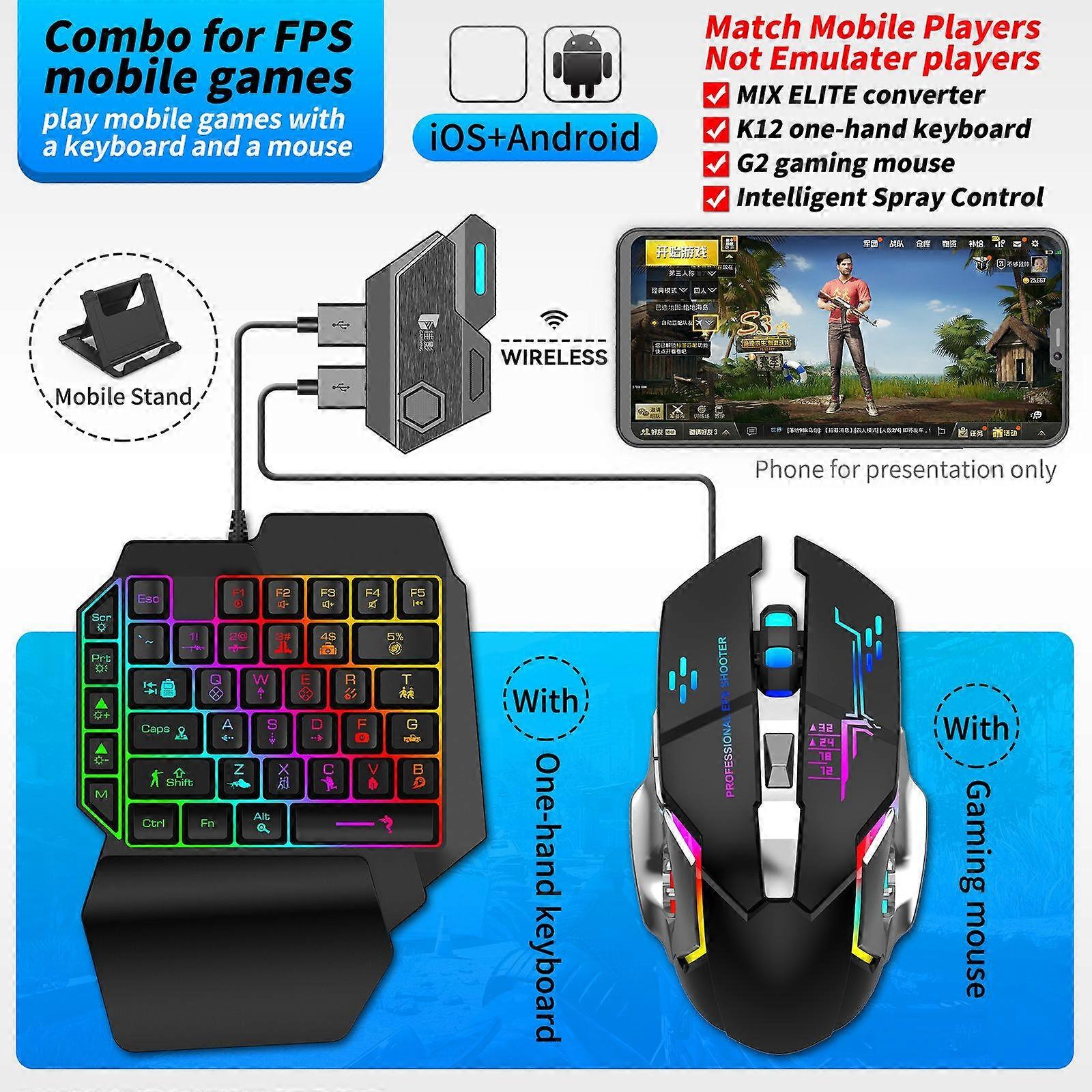 Mobile Phone Keyboard Mouse Gamepad Adapter Bluetooth USB Port ...