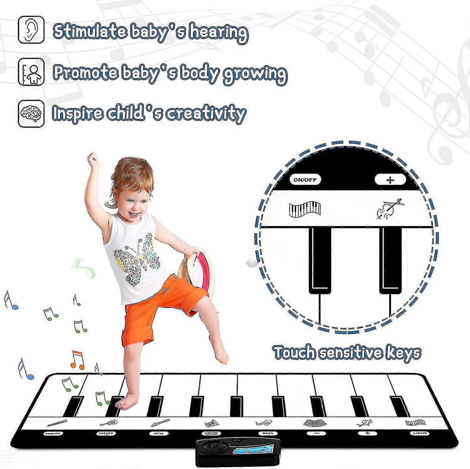 Piano Musical Mat, Musical Toys Floor Piano Keyboard Mat With 8 ...