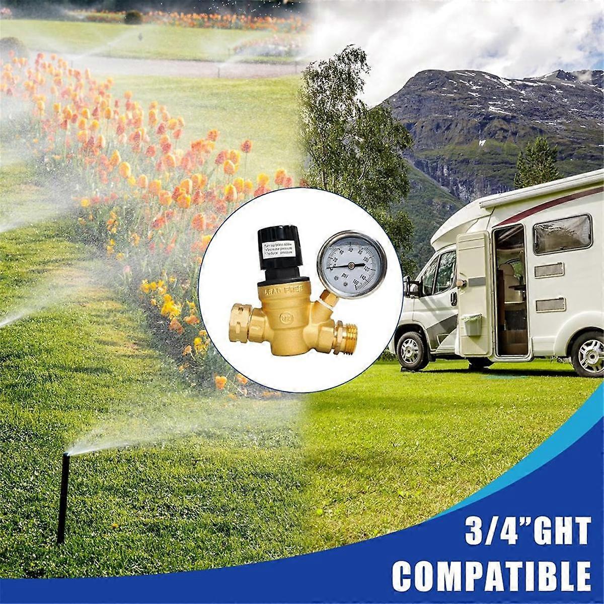 RV Water Pressure Regulator, Adjustable Handle Brass Water Pressure ...