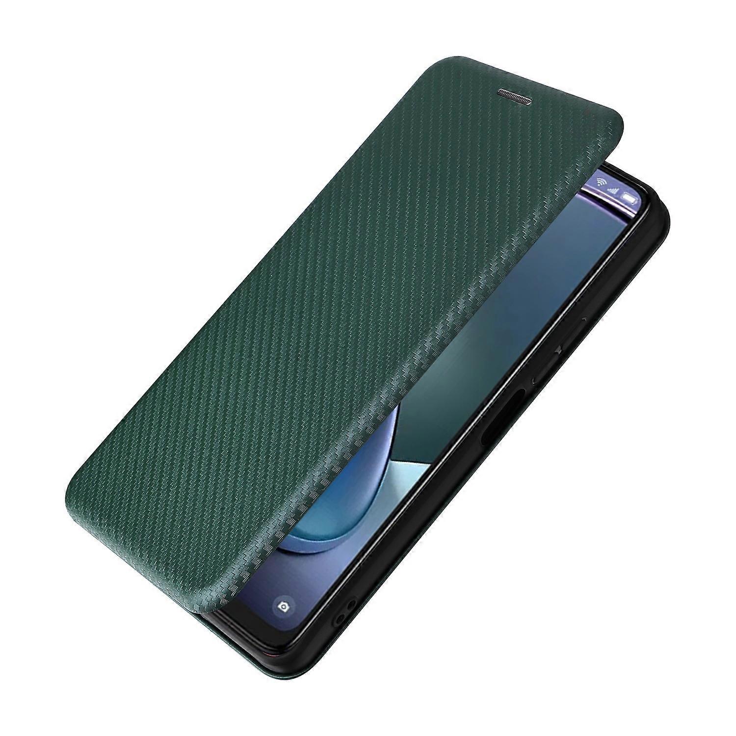 For TCL 50 5G Leather Case Carbon Fiber Texture Stand Magnetic Closing ...