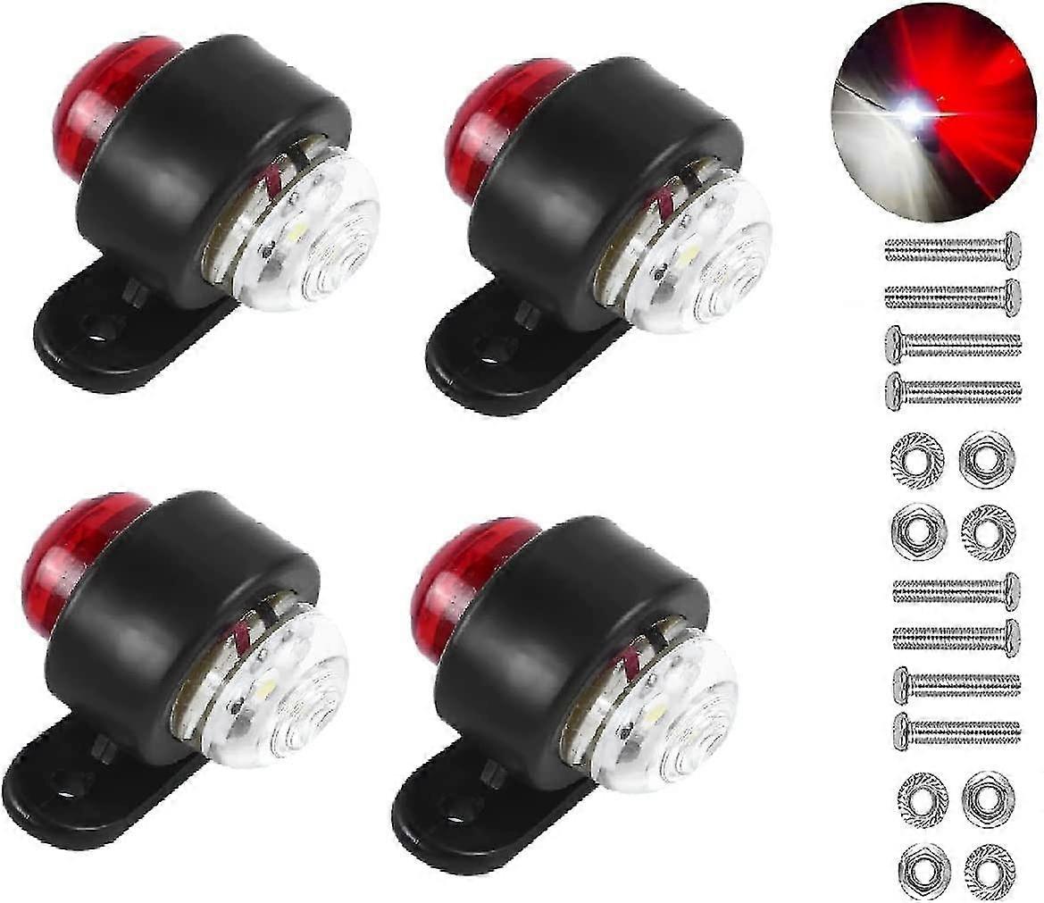 4 Pack Led Side Marker Lights, 12-24v White Red Double Sided Warning ...