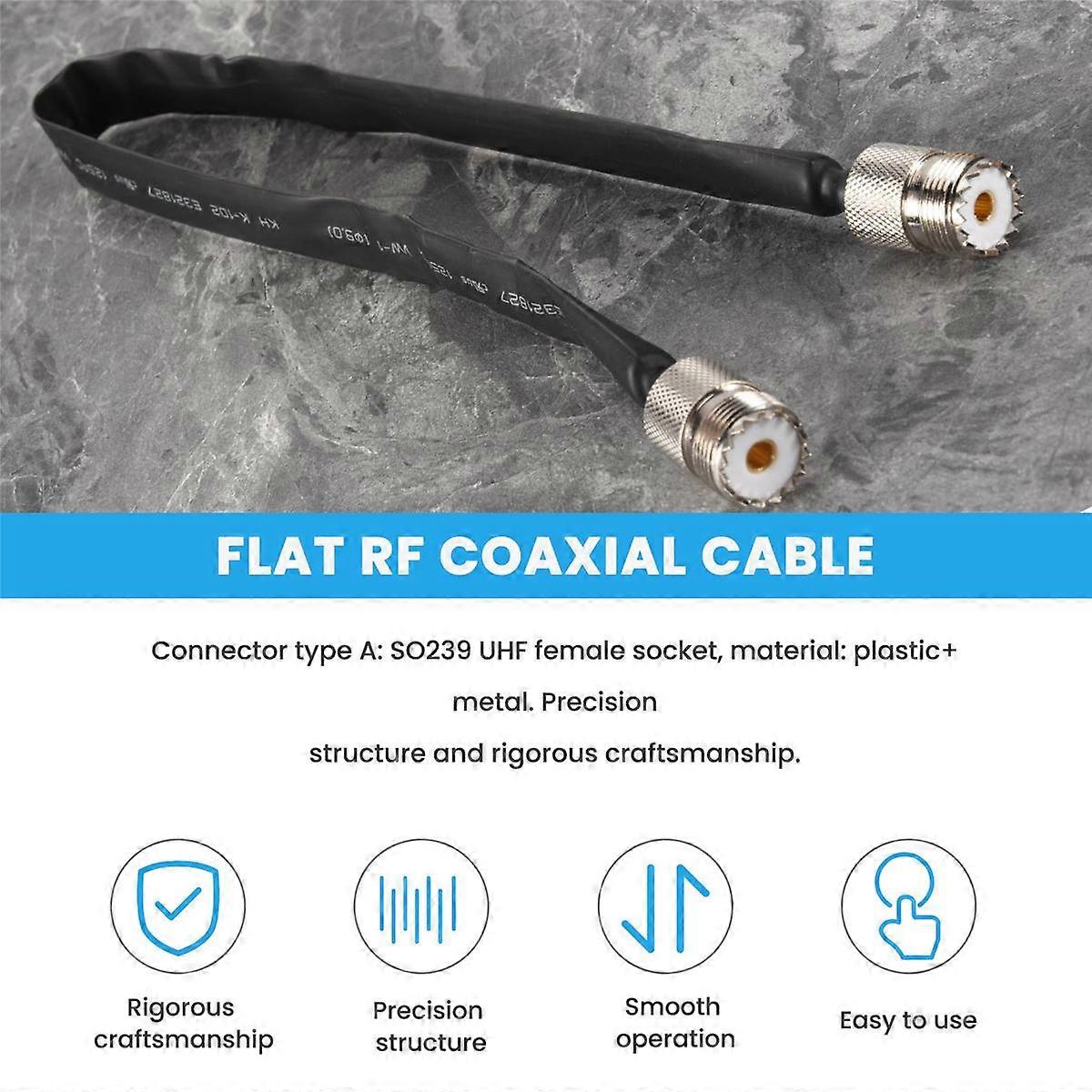 Door/Window Pass Through Flat RF Coaxial Cable SO239 UHF Female to UHF ...