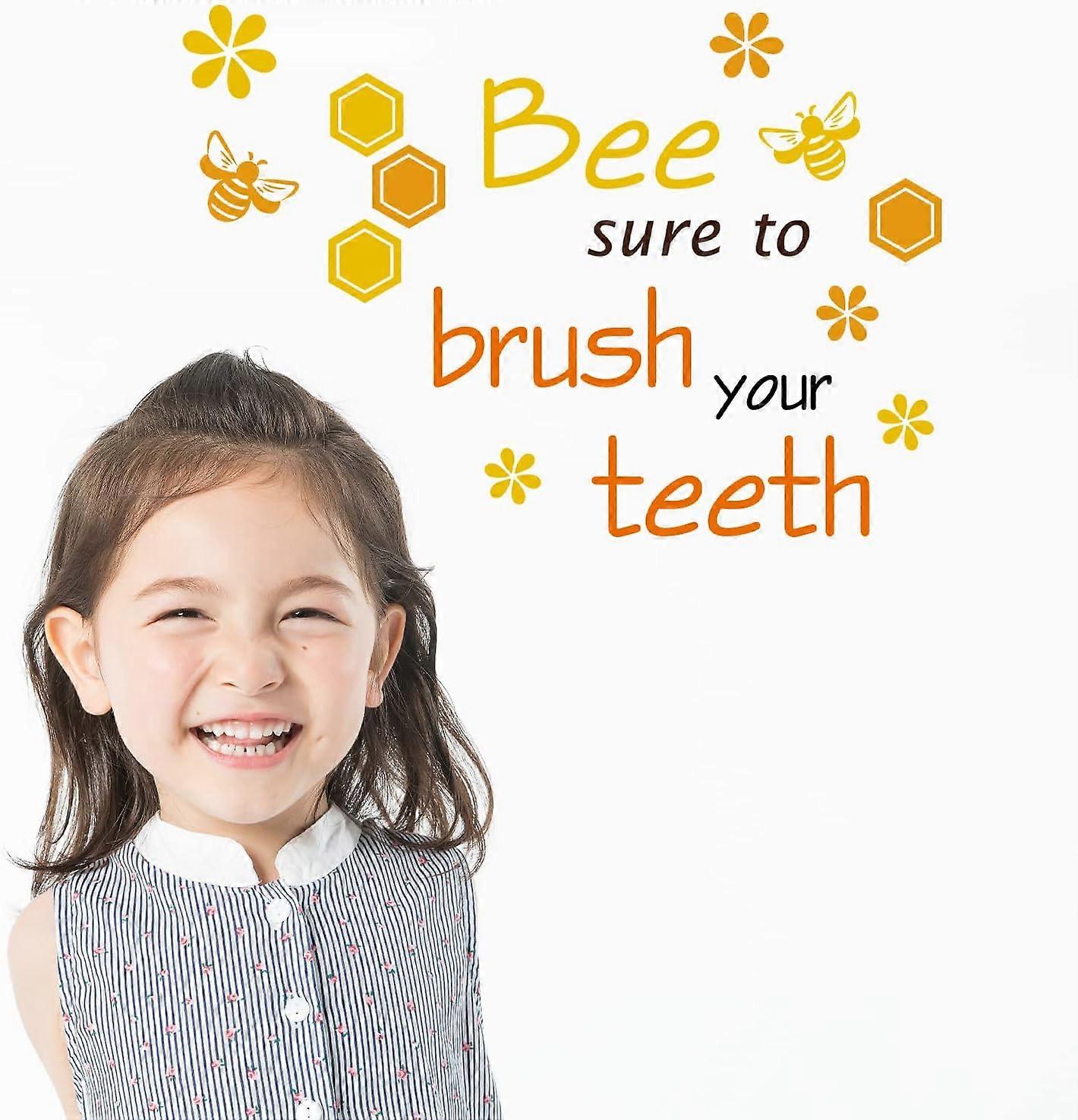 Colorful Brush Teeth Saying Wall Stickers Bee Sure to Brush Your Teeth ...