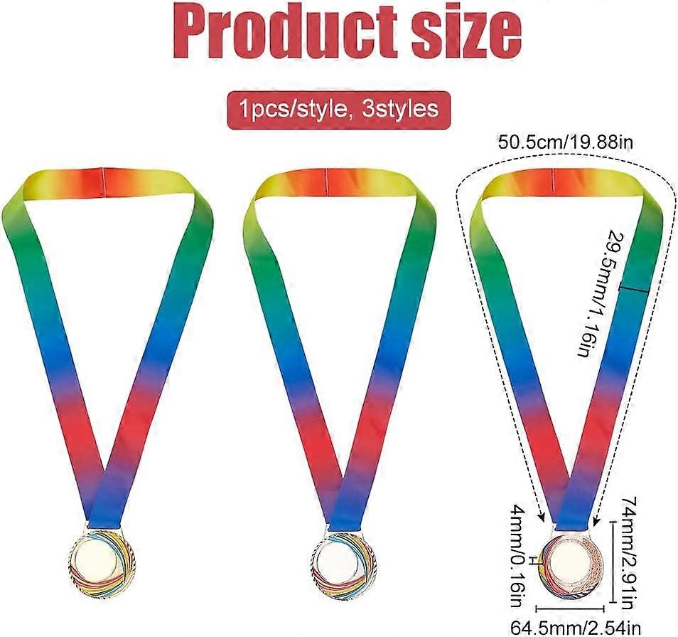 3PCS Blank Award Medals Gold Silver Bronze Medals Group with Neck ...