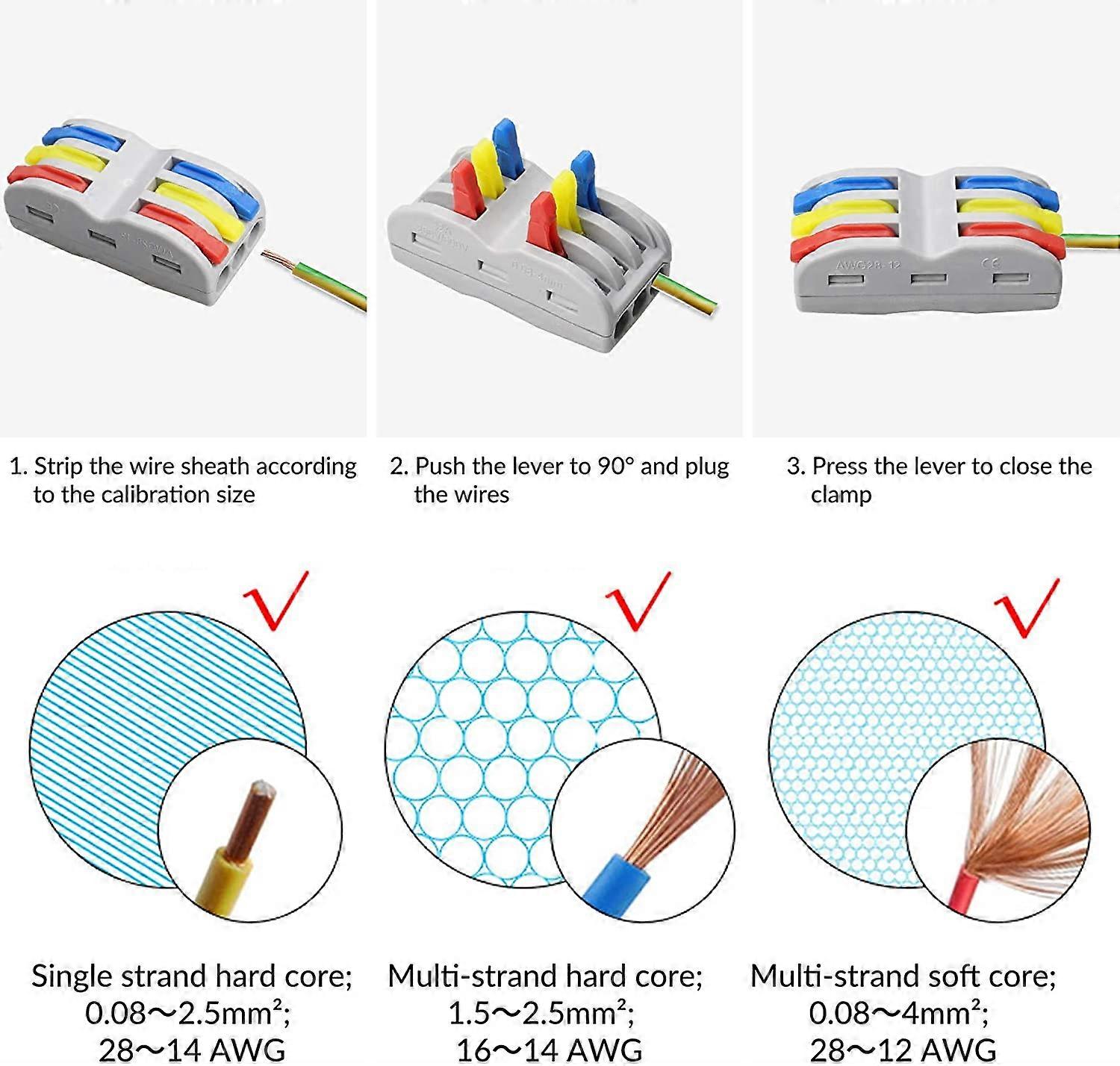 16pcs Lever Nut Wire Connectors, Conductor Compact Wire Connectors 6 ...