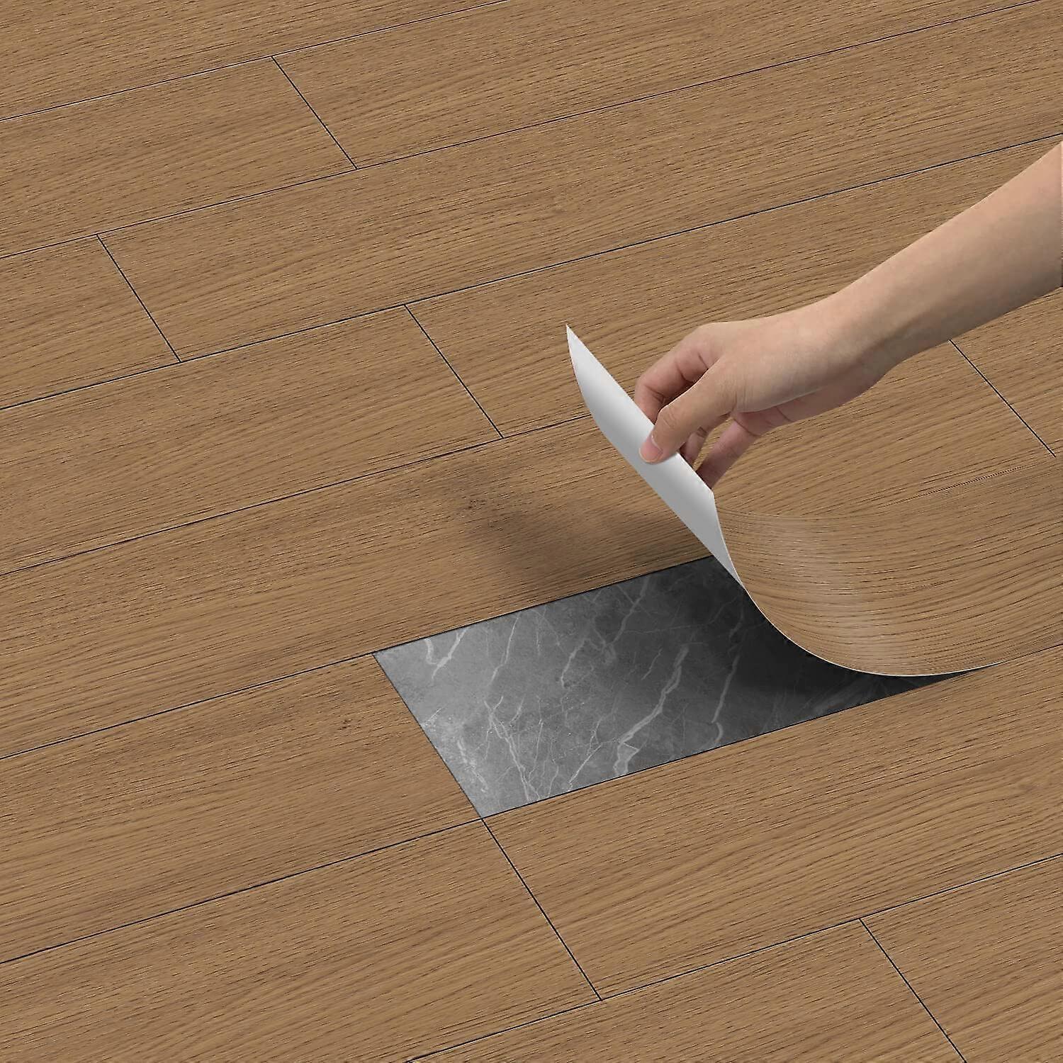 Wood Effect Self Adhesive Floor Tiles,Gray Vinyl PVC(20cm x300cm=0.6 ...