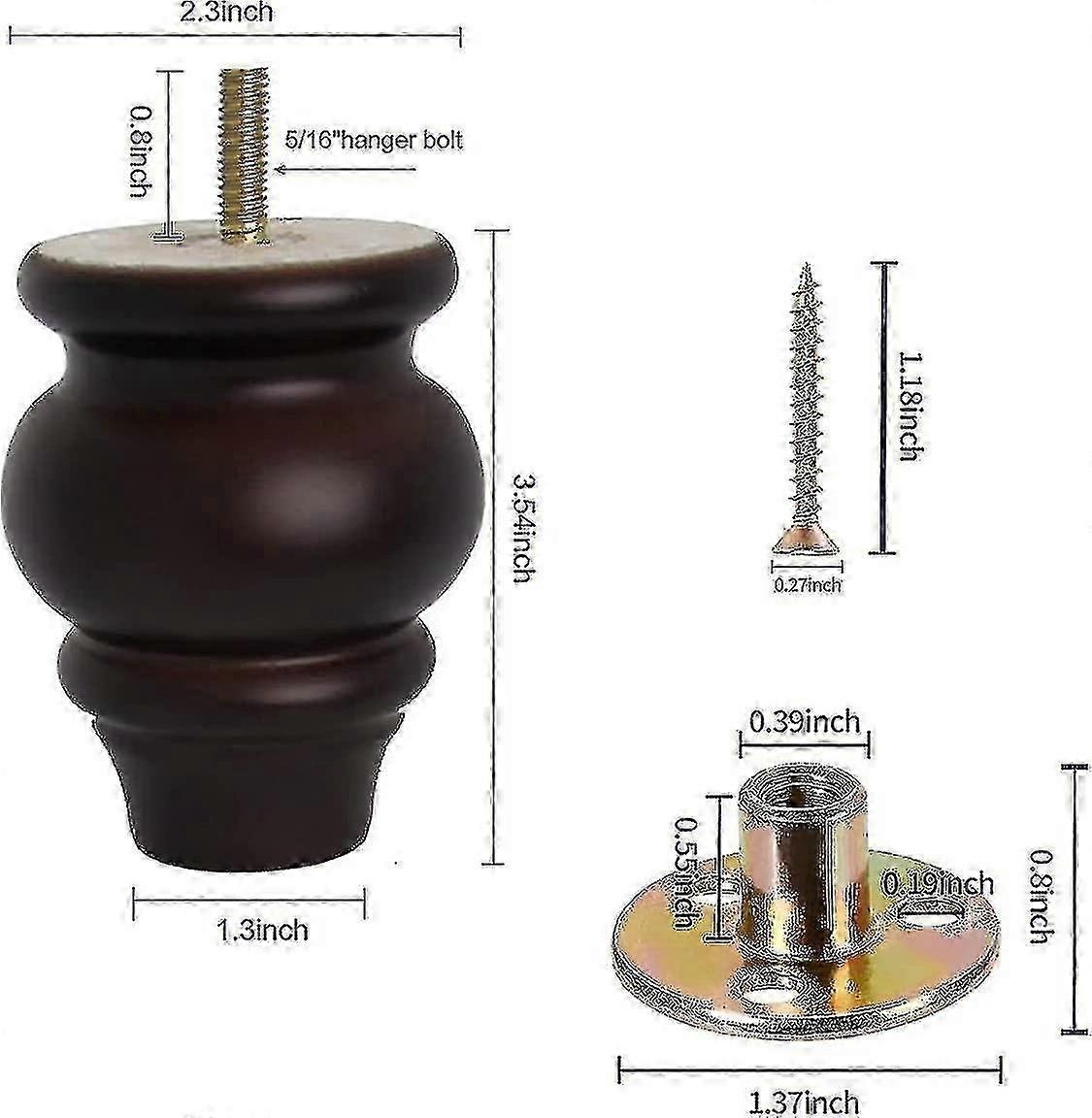 Sofa Legs-furniture Legs 3.5 Inch,round Couch Legs- Wood Furniture Feet ...