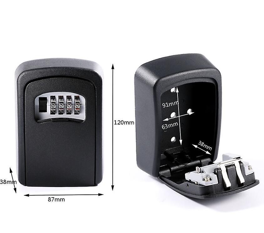 Key Safe Box 4 Digit Wall Mounted Outdoor Black High Security Code Lock ...