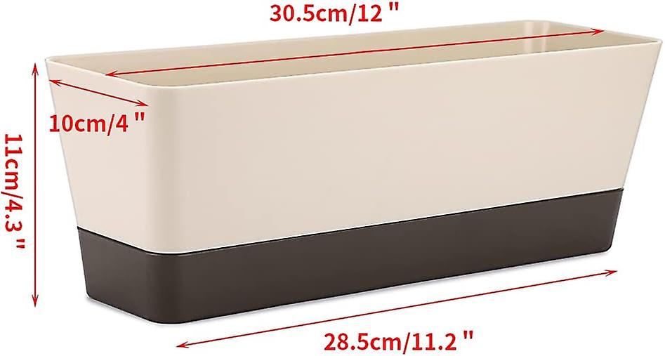 Rectangular Planter Box with Labels, 12" Rectangular Plastic Flower Pot ...