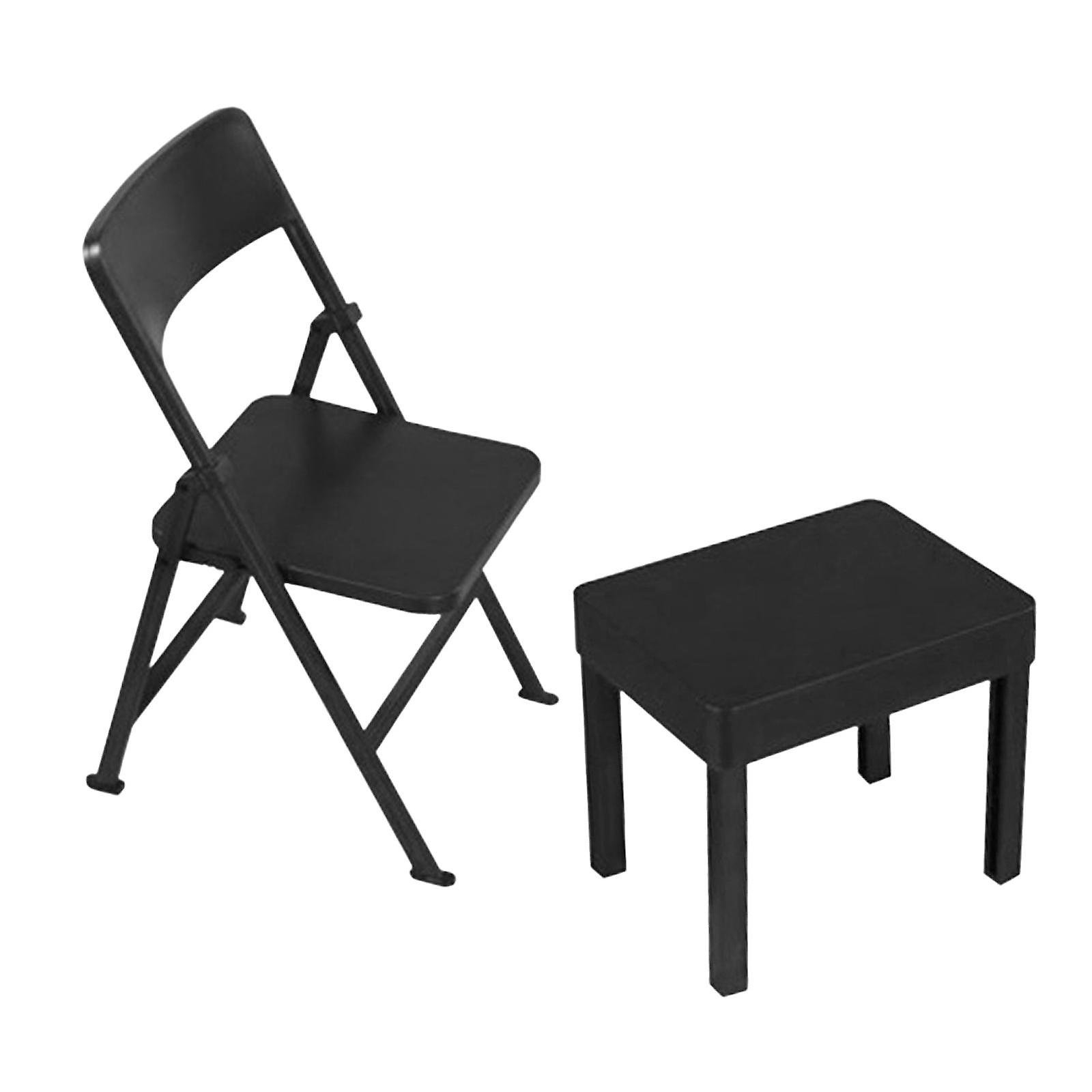 Action Figure Mini Desk Chair Model Display 1:12 Scale Miniature Table ...
