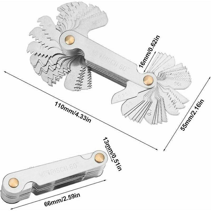 Thread Comb, Metric Thread Gauge 58 Blades Set Screw Pitch Thread ...