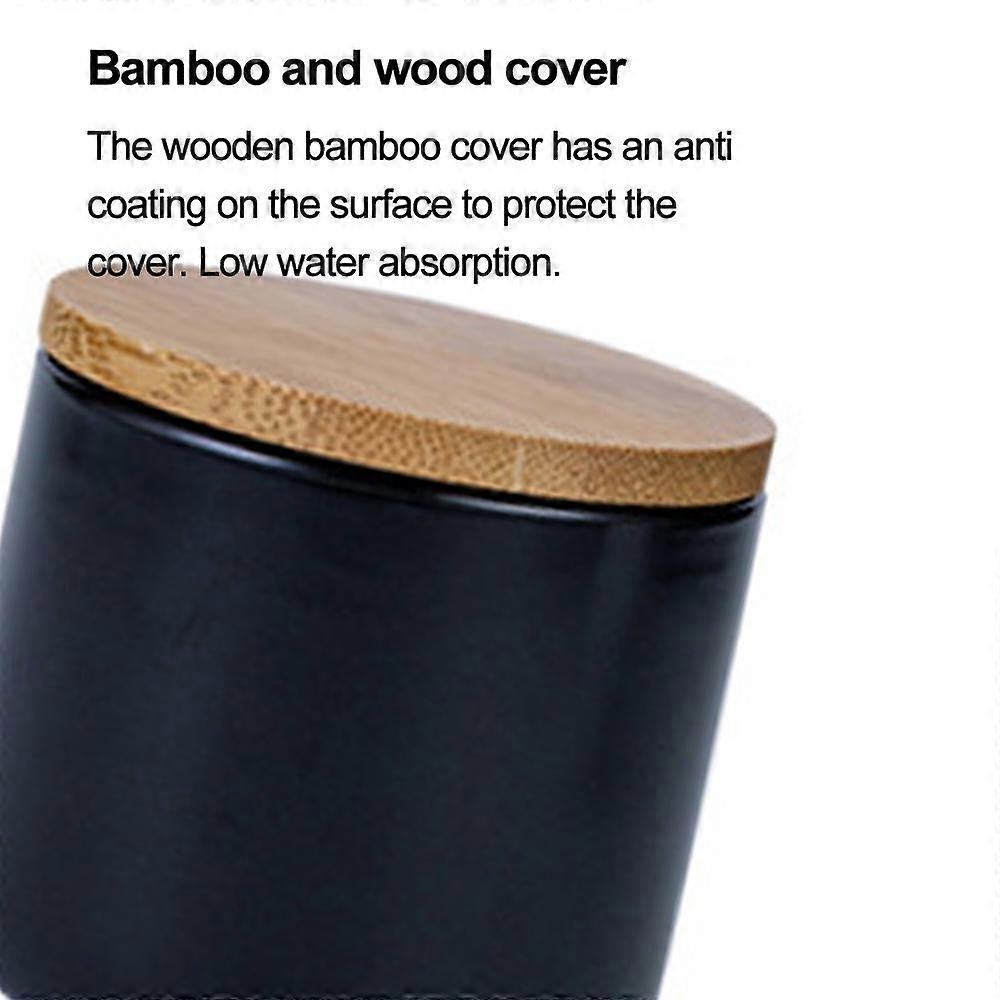 Ceramic Collapsible Salt Container with Wooden Lid Tabletop Salt ...