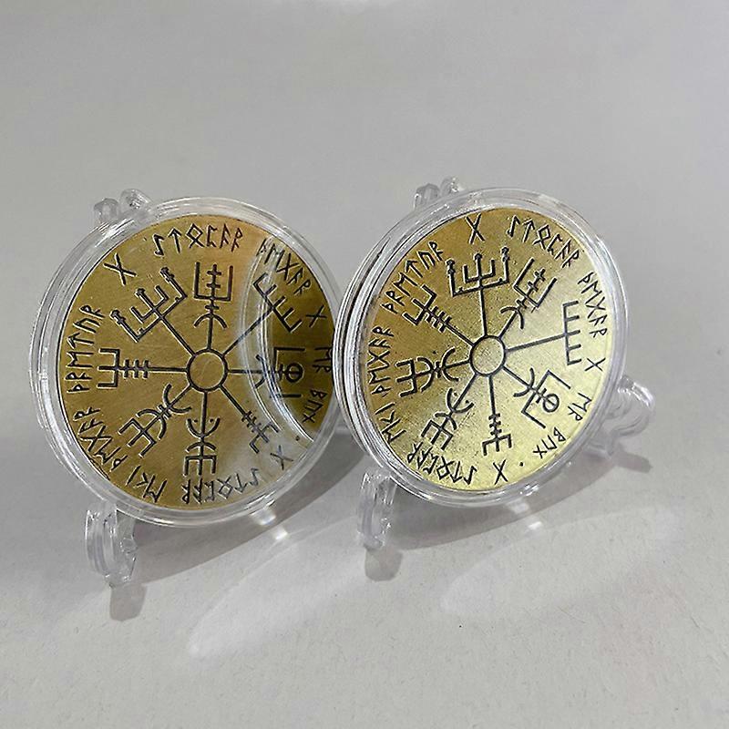 Nordic Viking Coin Vegvisir Guidepost Compass Commemorative Coins ...