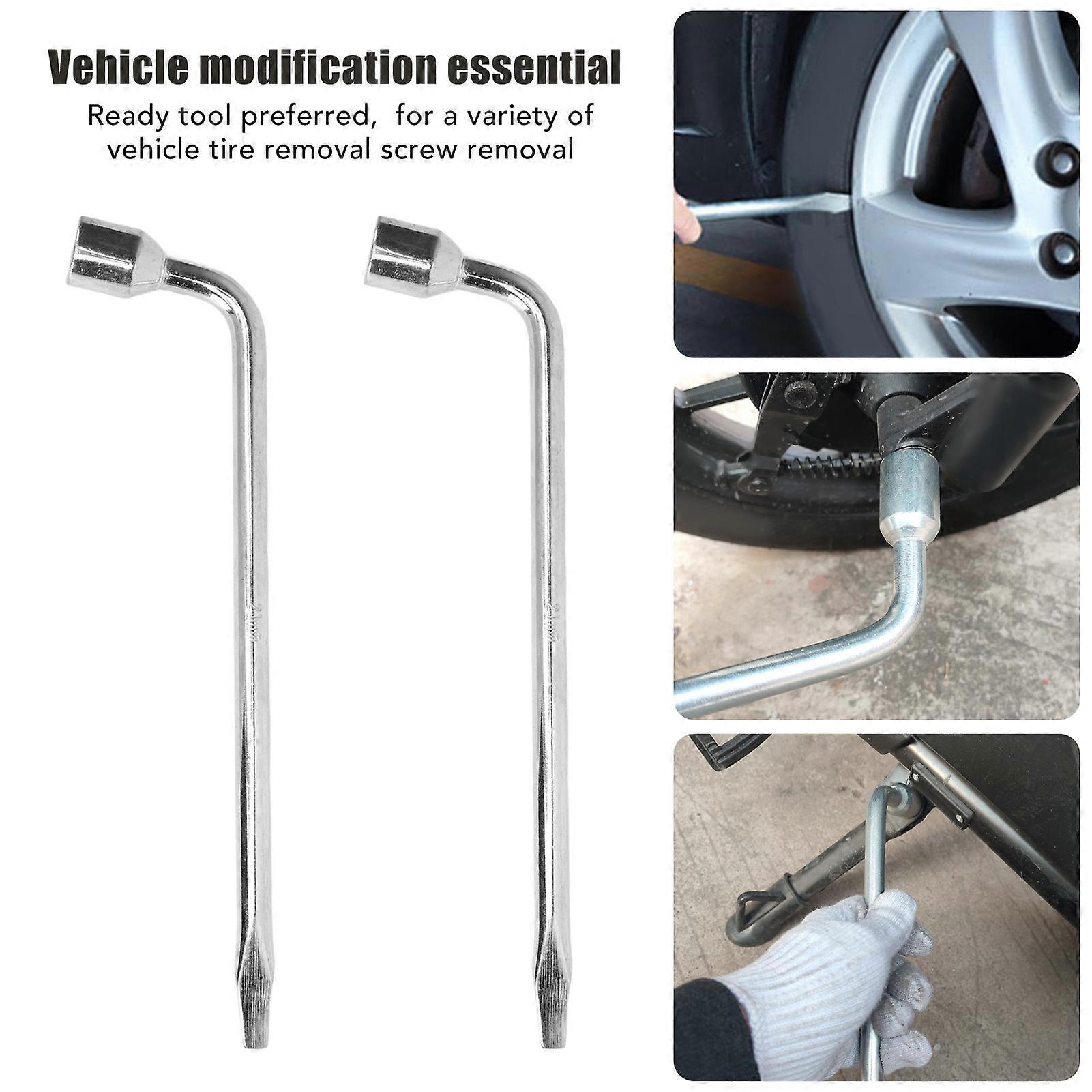 2pcs 21mm Car Spare Tire Lug Wrench L Type Hex Key Slotted End Socket ...