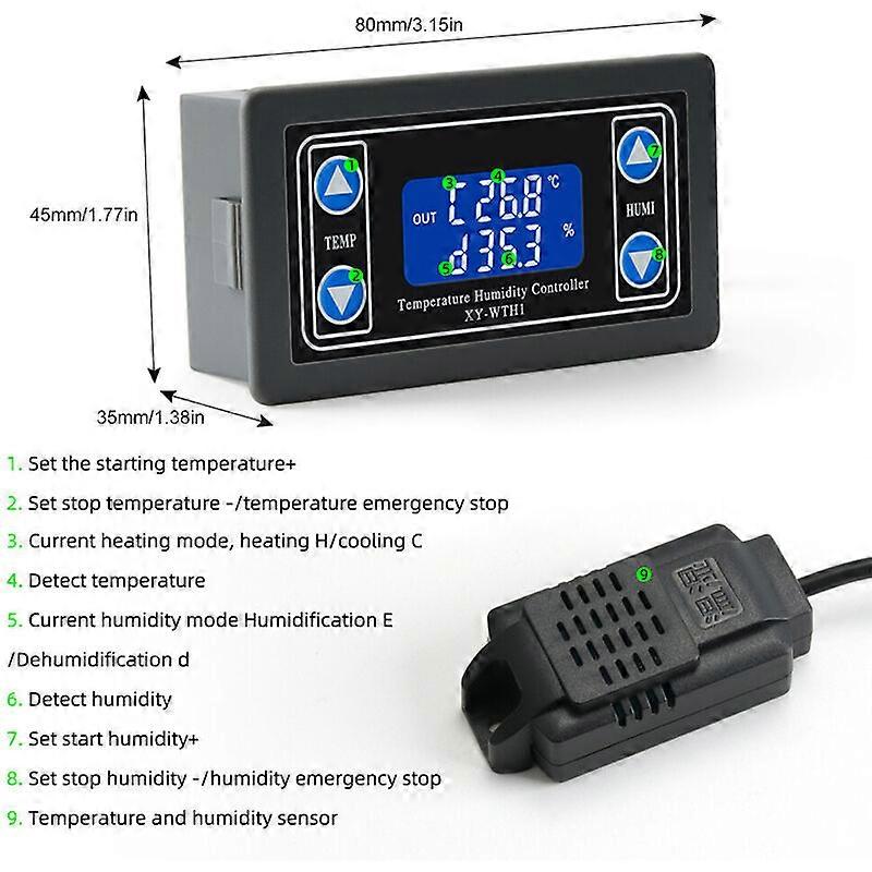 Digital Temperature Humidity Controller Temperature Humidity Meter Smart Thermostat Hygrostat ...