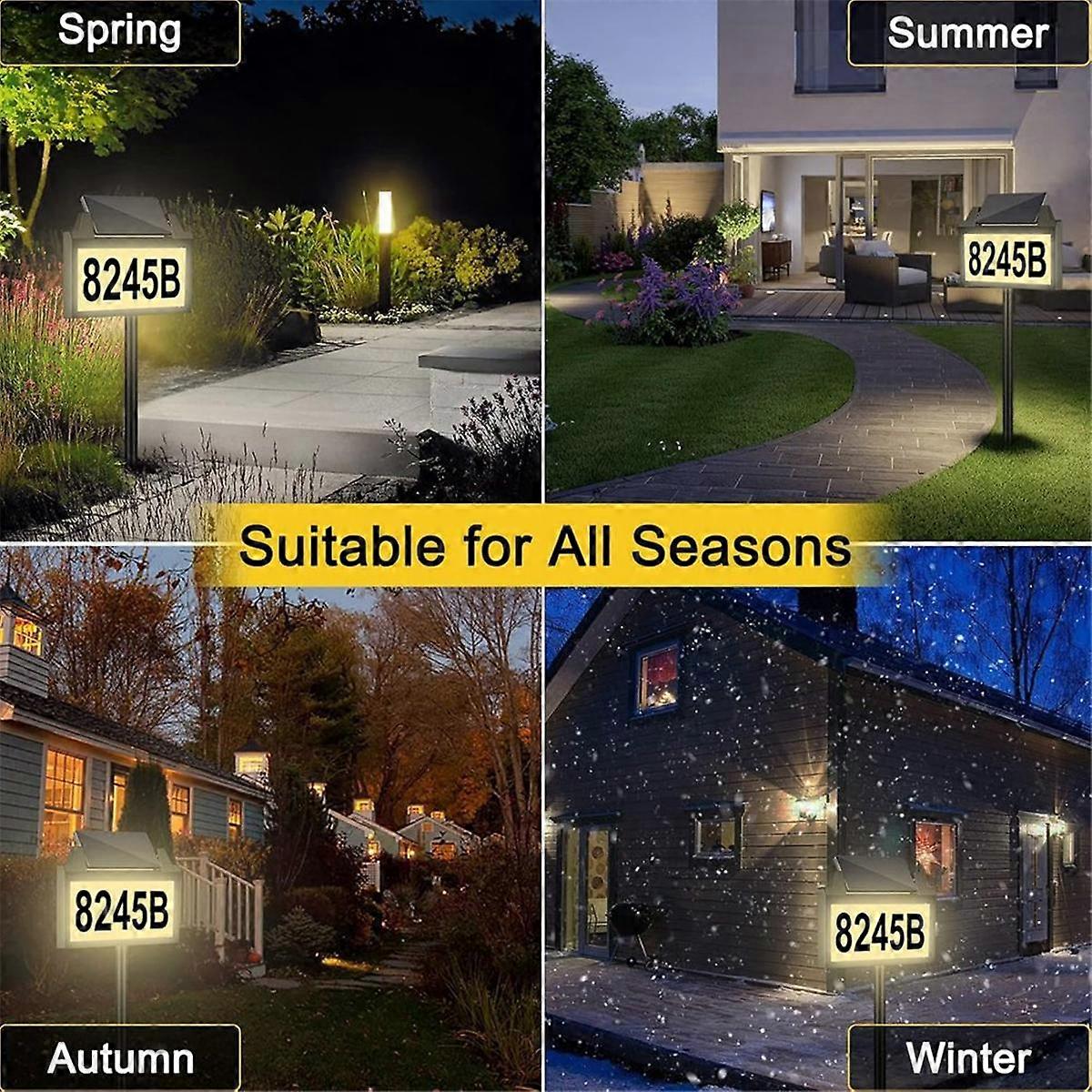 Solar Power Address Sign, House Numbers for Outside Rechargeable LED ...