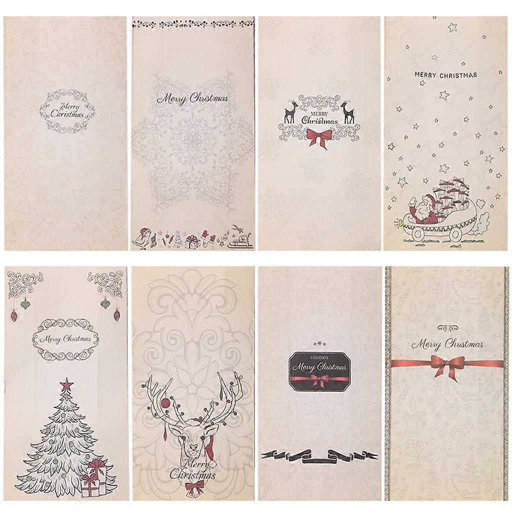 8 Stk Kraft Papir Julegave Kjeks Kjeks Snack Bag Fest Bowknot Bryllup ...