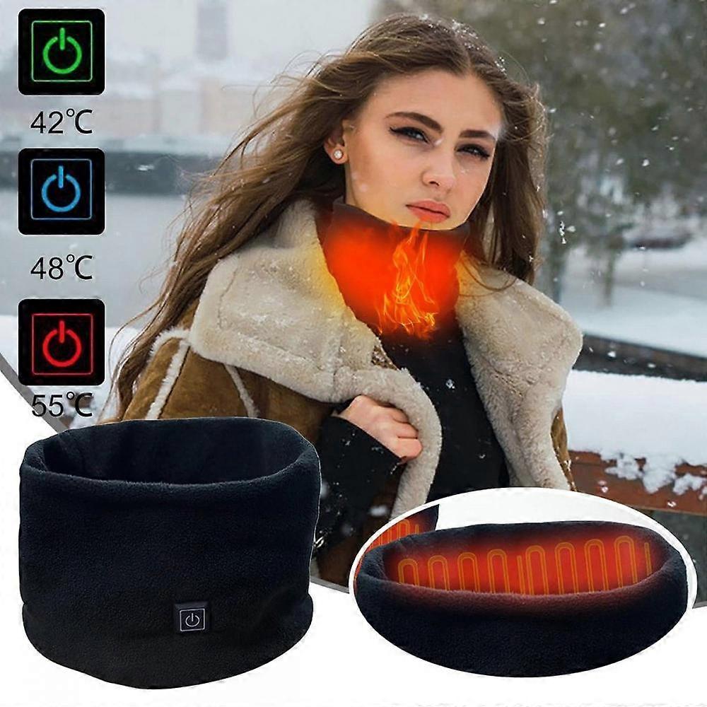 Black heated scarf with 3-level temperature control | Fruugo UK