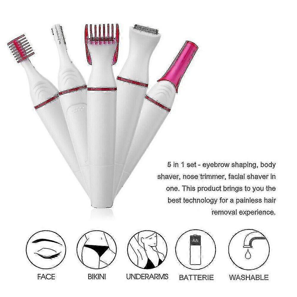 5 In 1 Electric Women Shaver Hair Arm Leg Bikini Face Remover Lady ...
