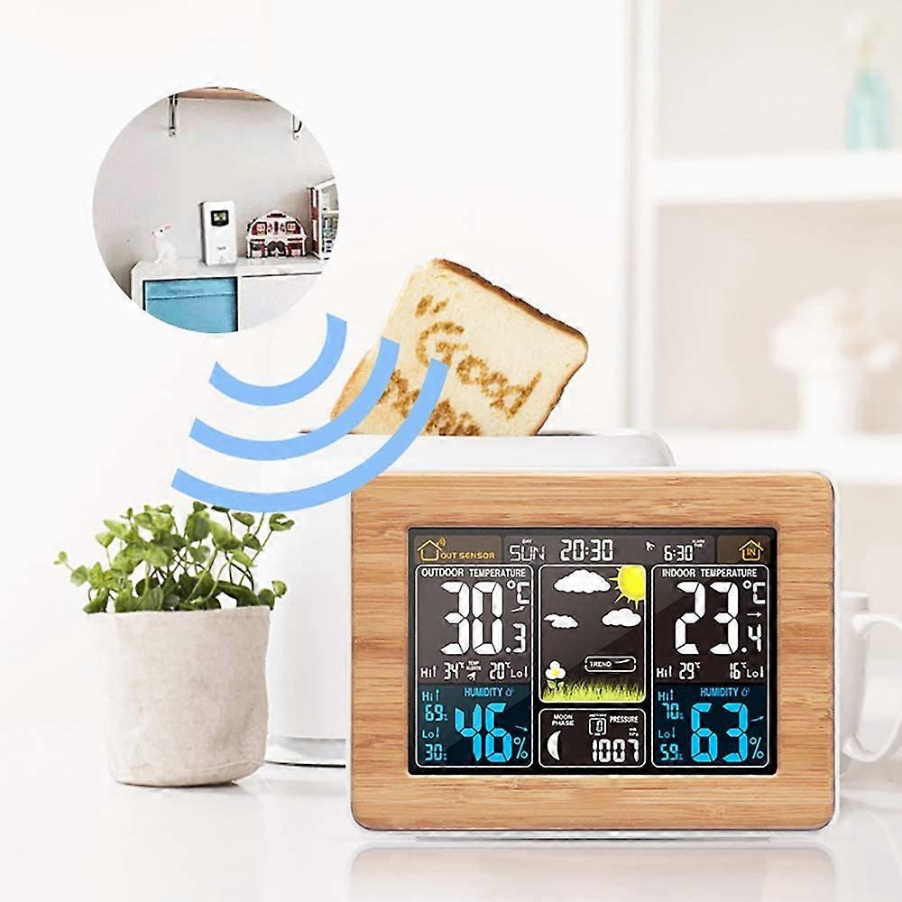 Wireless Weather Station Digital Colorful Weather Clock with Outdoor ...