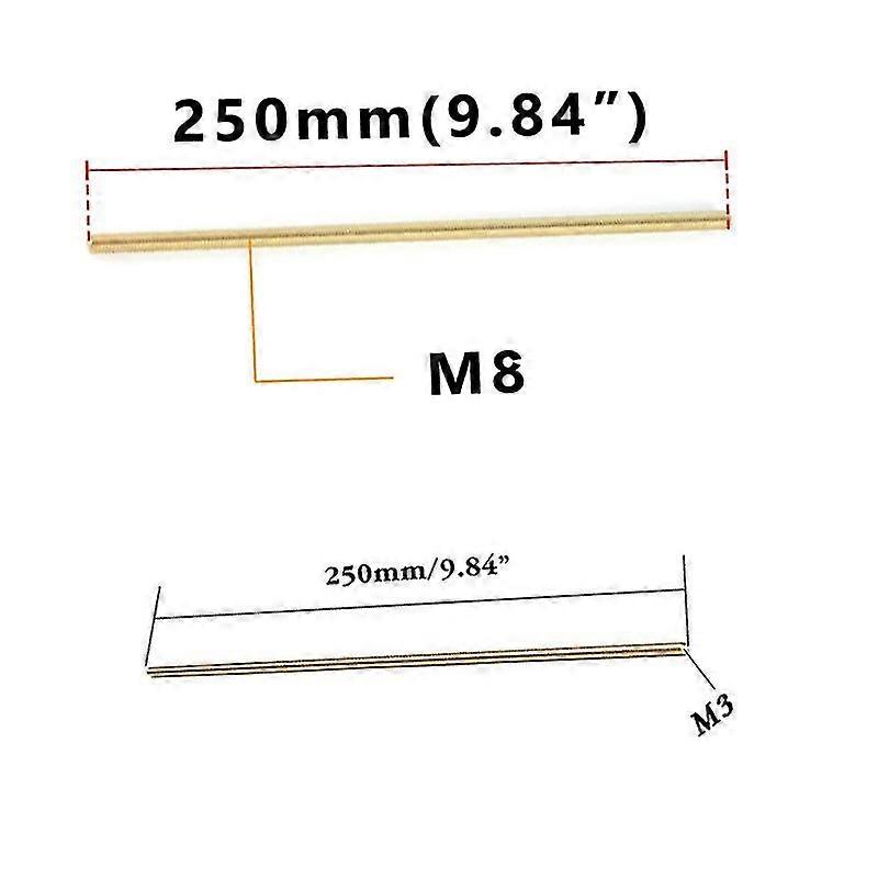 Solid Brass Metric Bolt Full Thread Shaft Rod Bar Stud M2 M2.5 M3 M4 M5 ...