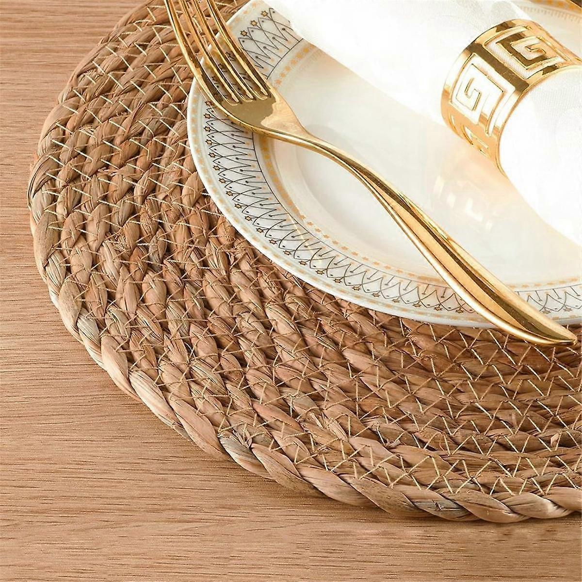 Natural Water Hyacinth Placemats Set of 8, Heat Resistan T Rattan Woven ...