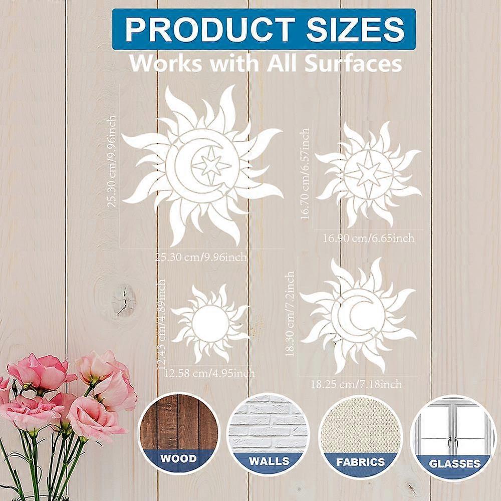 1Bag Sun Stencil 6~12inch 4 Sizes Sun Moon Star Stencil with Paint ...