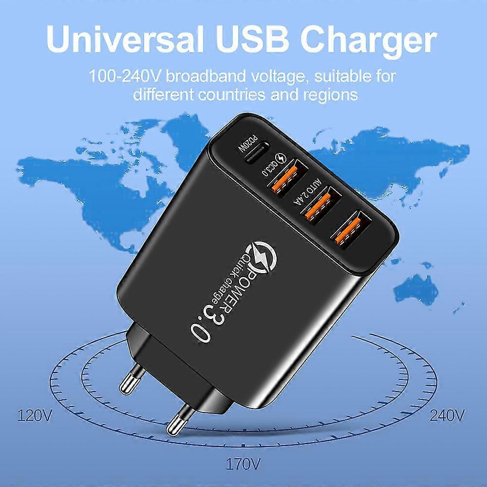 New Fast Charging Us Standard Euro Standard Charger 3usb+ Type-c Mobile ...